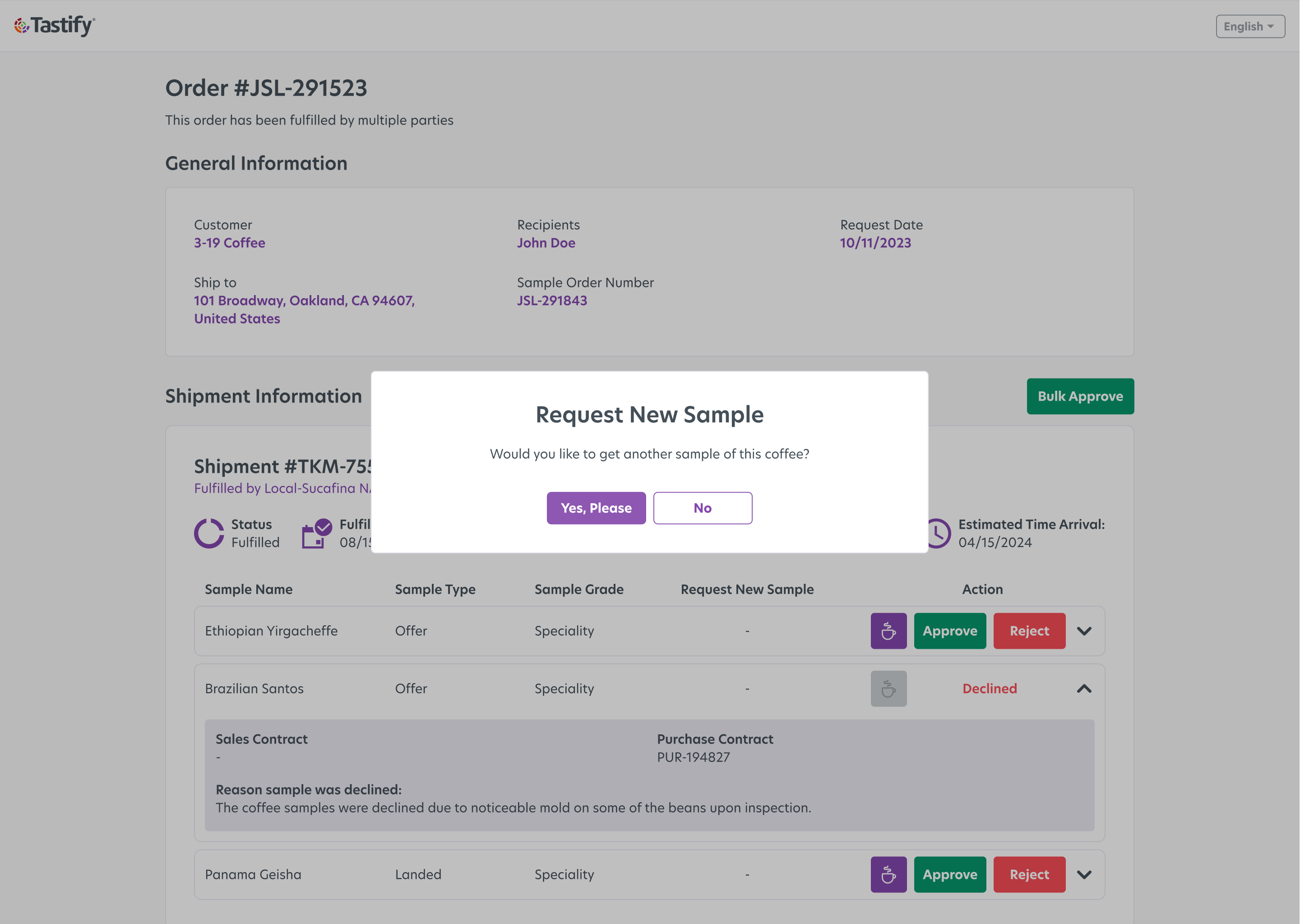 Requesting New Samples (Using QR Code) – Tastify