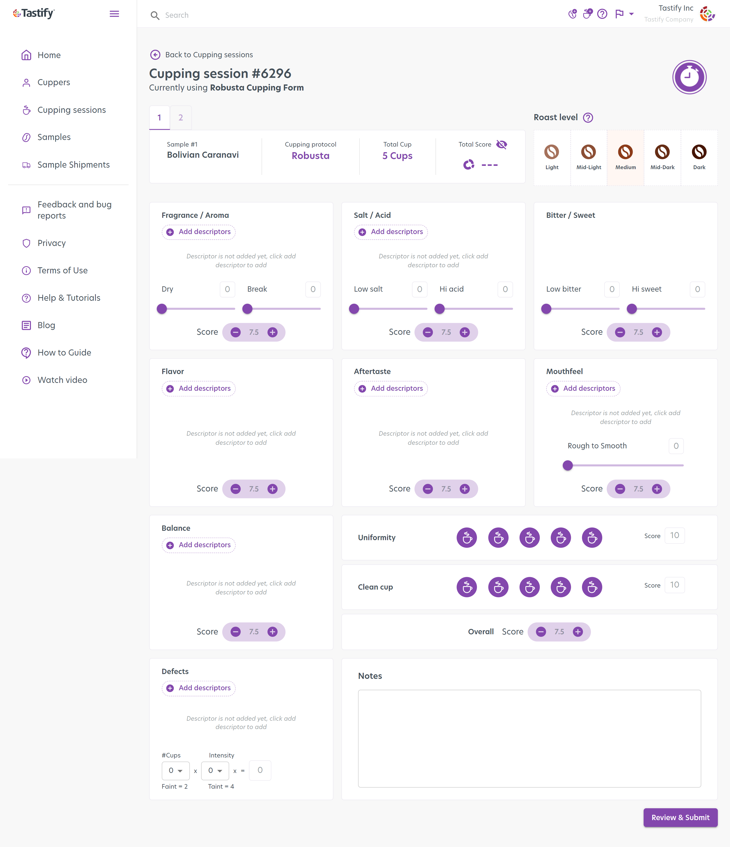 Cupping Form: Robusta – Tastify